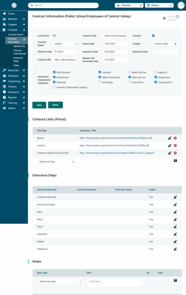 Union Contracts Management Module | eMembership
